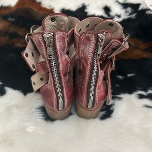 freebird | Shoes | Freebird Grace Leather Red Ankle Boots With Buckle ...